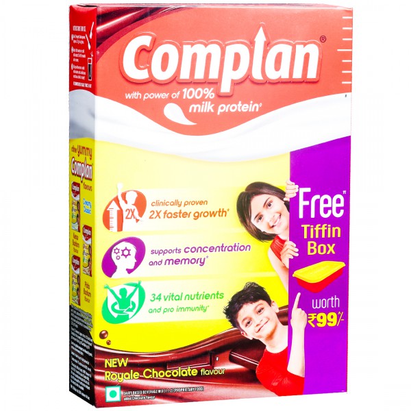 Buy Complan with Power Of 100% Milk Protein New Royale Chocolate Flavour Refill (Free Tiffin Box ...
