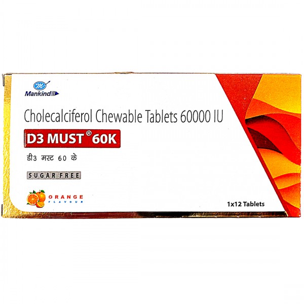 Buy D3 Must 60K Sugar Free Orange Flavour 12 chewable Tablets Online at ...
