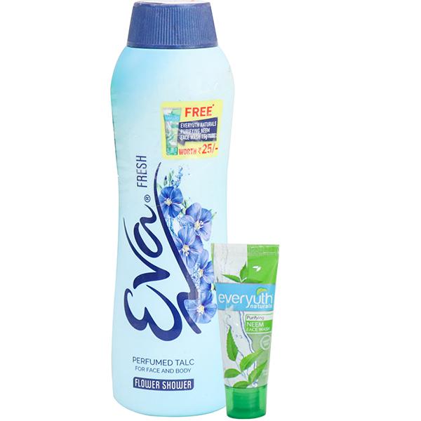 Buy Eva Fresh Flower Shower Perfumed Talc (Free Everyuth Naturals ...