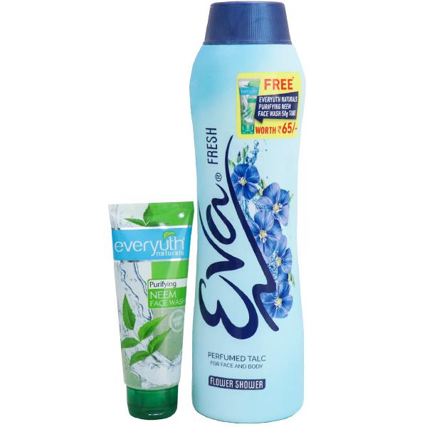 Buy Eva Fresh Flower Shower Perfumed Talc (Free Everyuth Naturals ...