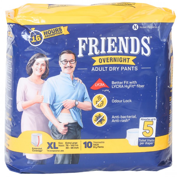 Buy Friends Overnight Adult Dry Pants XL Pack Of 10 Online at the Best ...