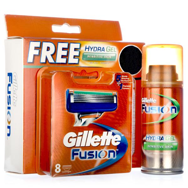 Buy Gillette Fusion Cartridges (Free Hydra Gel) Pack Of 8 Online at the ...
