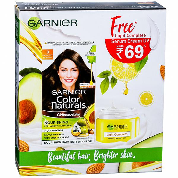 Buy Garnier Color Naturals Creme Riche Nourishing Hair Color 3 Darkest ...