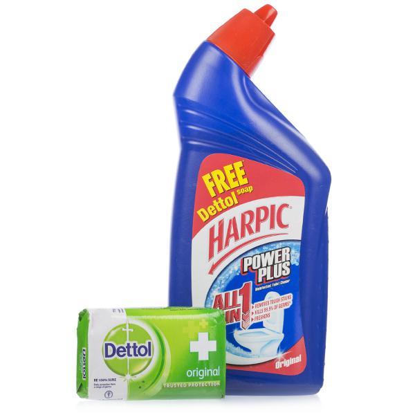 Buy Harpic Power Plus Disinfectant Toilet Cleaner Original (Free Dettol ...