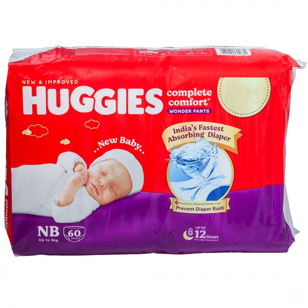 Buy Huggies Wonder Pants Complete Comfort NB (Up to 5 kg) Pack Of 60 ...