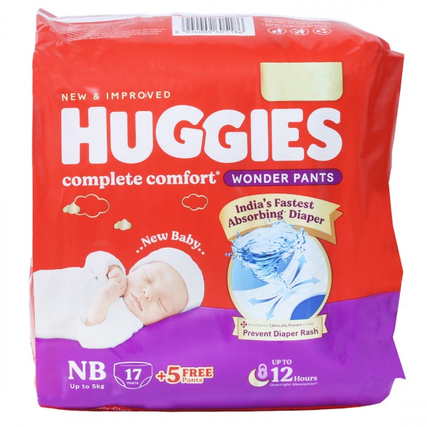 Buy Huggies Wonder Pants Complete Comfort NB (Up to 5 kg) (Free 5 Pants ...