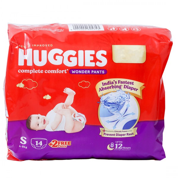 Buy Huggies Wonder Pants Complete Comfort S (4-8 kg) (Free 2 Pants ...