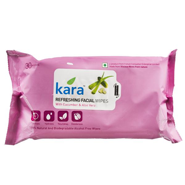 Buy Kara Cucumber & Aloe Vera Refreshing Facial Wipes Pack Of 30 Online ...