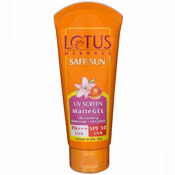Buy Lotus Herbals Safe Sun Spf 50 PA+++ UV Screen Matte Gel 50 g Online ...