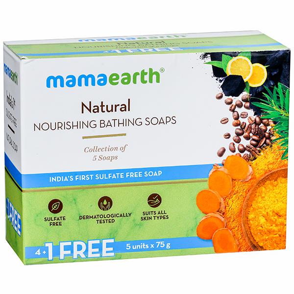 Buy Mamaearth Natural Nourishing Bathing Soaps Collection of 5 Soaps (4 ...
