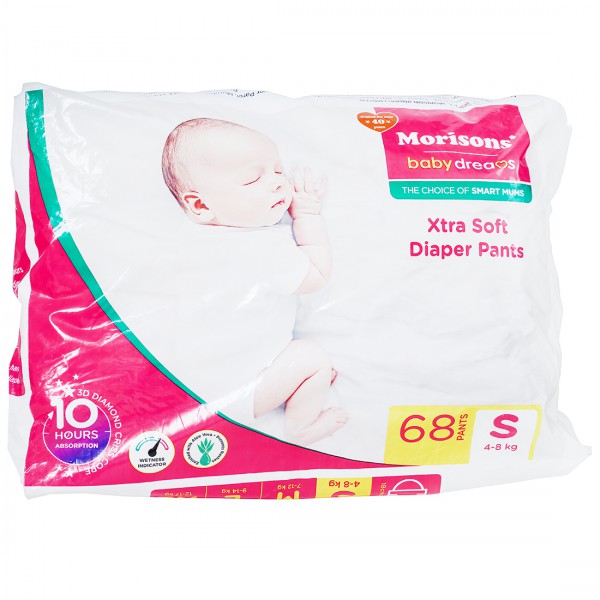 Buy Morisons Baby Dreams Xtra Soft Diaper Pants S (4-8 kg) Pack Of 68 ...