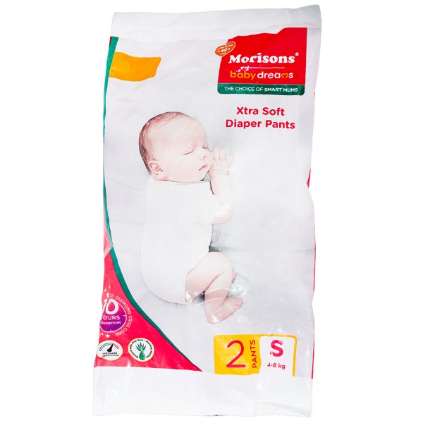 Buy Morisons Baby Dreams Xtra Soft Diaper Pants S (4-8 kg) Pack Of 2 ...