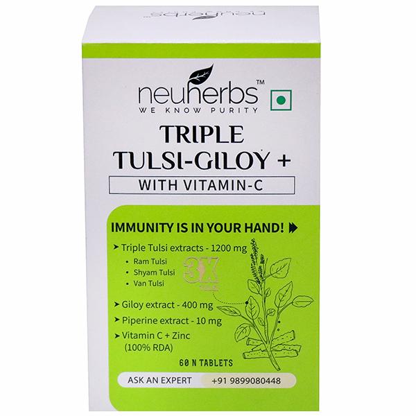 Buy Neuherbs Triple Tulsi-Giloy+ With Vitamin-C 60 Tablets Online at ...