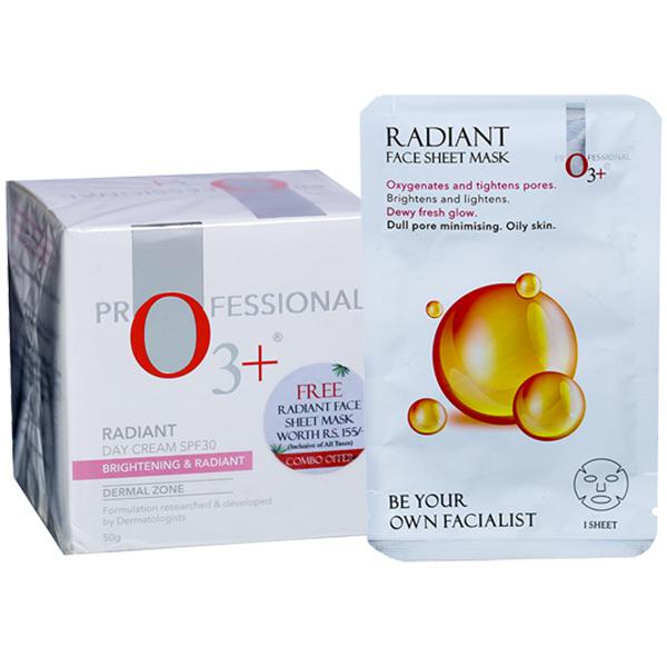Buy O3+ Professional Radiant Day Cream Spf 30 (Free Radiant Face Sheet ...