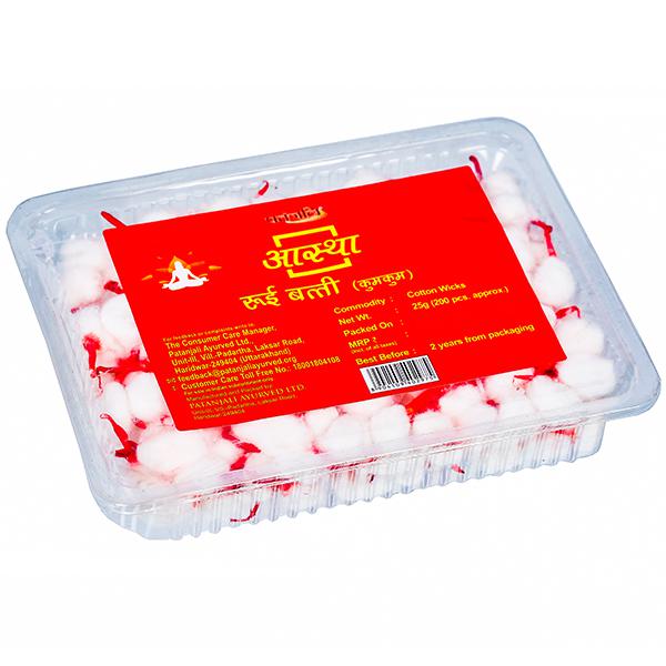 Buy Patanjali Aastha Cotton Wicks (Kumkum) 25 g Online at the Best Price | SastaSundar