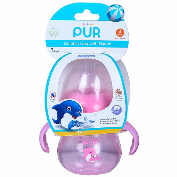 Buy Pur Dolphin Cup with Nipple 6 m+ 5510 Pink 230 ml Online ...