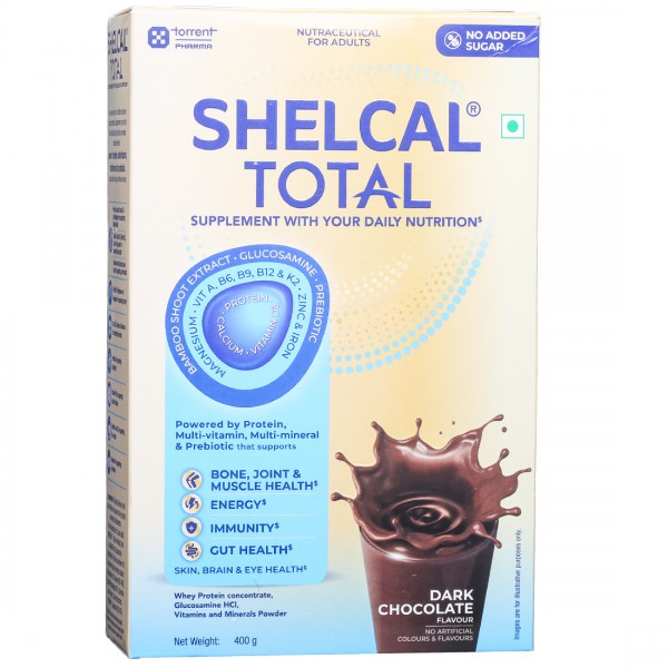 Buy Shelcal Total Dark Chocolate Flavour Powder Refill 400 g Online at ...