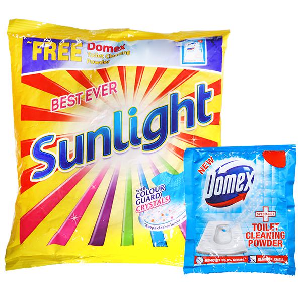 Buy Sunlight With Colour Guard Crystals Detergent Powder (Free Domex ...