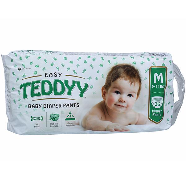Buy Teddyy Easy Baby Diaper Pants M (6 - 11 kg) Pack Of 36 Online at ...