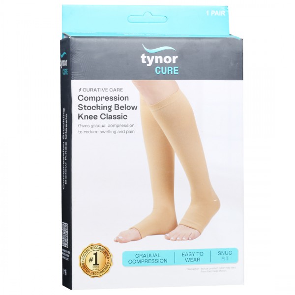Buy Tynor Cure Compression Stocking Below Knee Classic M Pack Of 2 ...