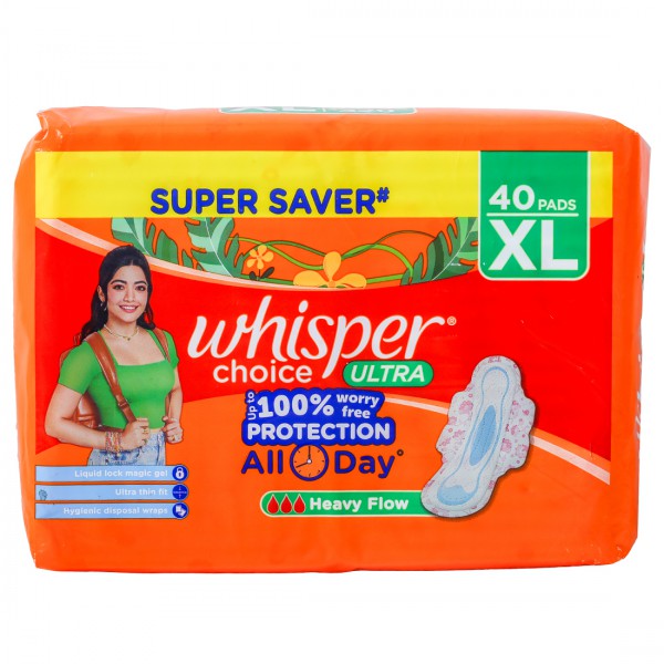 Buy Whisper Choice Ultra XL Wings Sanitary Pads (Super Saver) Pack Of ...
