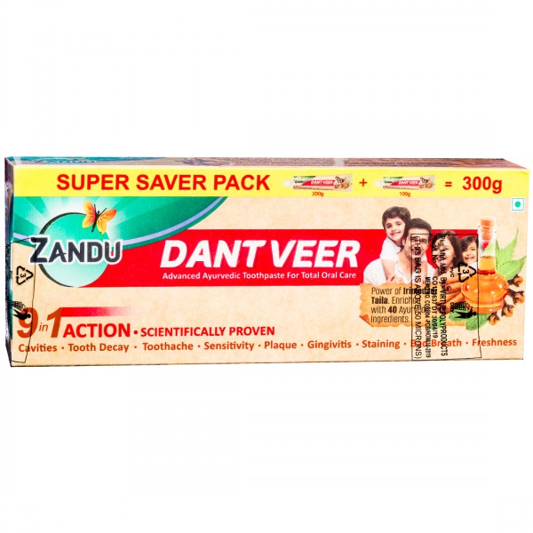 Buy Zandu Dantveer Advanced Ayurvedic Toothpaste (Super Saver Pack ...