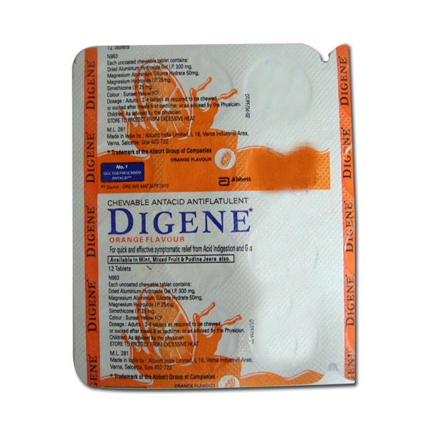 Buy Digene (Orange Flavour) 12 Tablets Online| SastaSundar.com